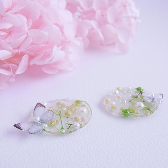 夏の庭 樹脂ピアスor樹脂ノンホールピアス イヤリング・ノンホールピアス MALUI-TSUKI 通販 5608530｜Creema(クリーマ)