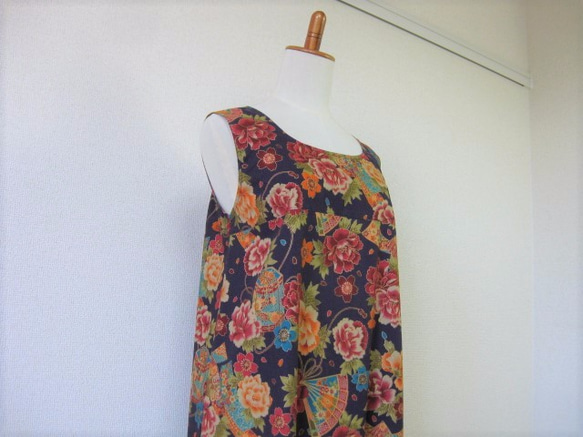 和柄 マキシ 茄子紺311 ワンピース kawaida japan 通販｜Creema(クリーマ) 4621797