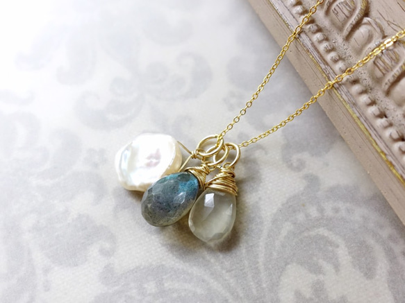 【OUTLET】ラブラドライト・セレモニアムーンストーン・けしパールのネックレストップセット ネックレス・ペンダント sinar* 通販 ...