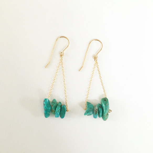 ターコイズ2wayピアス ピアス（フック・チェーン） anuxjolie 通販 2097977｜Creema(クリーマ)