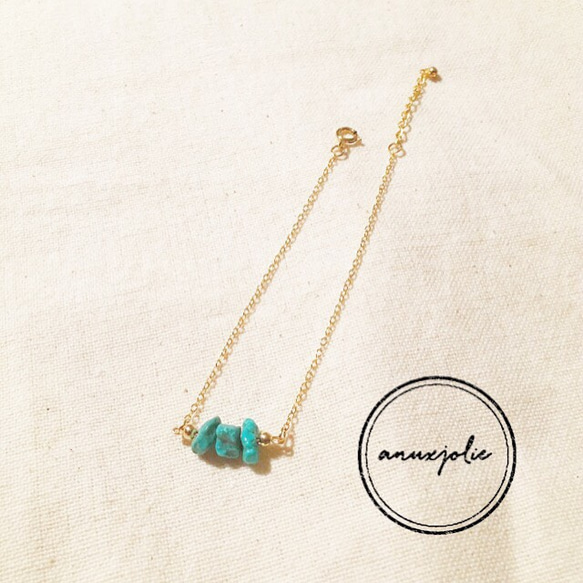 14kgf＊3粒ターコイズのブレスレット ブレスレット anuxjolie 通販 2341121｜Creema(クリーマ)