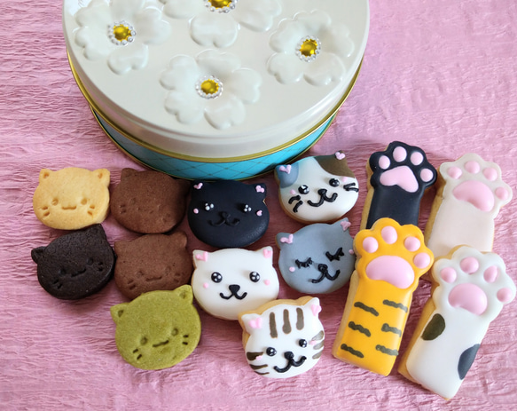 『猫の日2025』猫ちゃん好きに!猫ちゃんのアイシングクッキー クッキー缶 猫の手※白砂糖不使用身体に優しいアイシング クッキー ちゃちゃねね ...