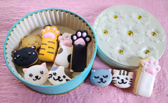 『猫の日2025』猫ちゃん好きに!猫ちゃんのアイシングクッキー クッキー缶 猫の手※白砂糖不使用身体に優しいアイシング クッキー ちゃちゃねね ...