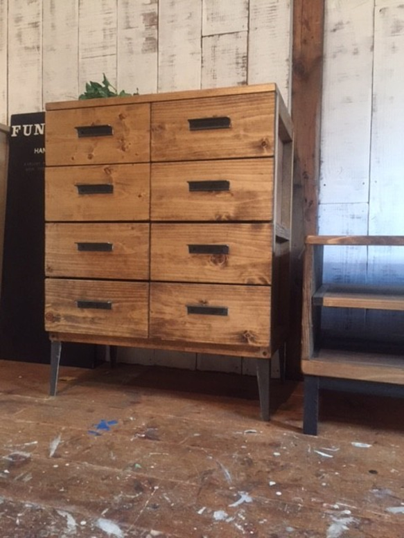 オリジナル ,8drawer,チェスト,北欧,鉄脚,アイアン取っ手,無垢.お家カフェ.お洒落カフェ チェスト・キャビネット kozue 通販 ...
